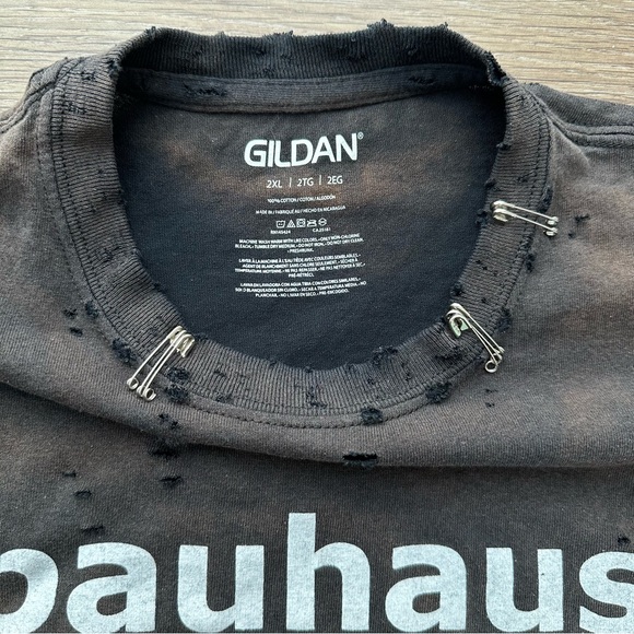 Gildan | Tops | Bauhaus Goth Punk Destroyed Safety Pin Tshirt | Poshmark
